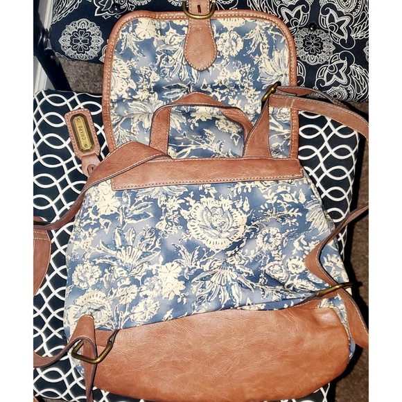 Chaps | Bags | Chaps Floral Leather Backpack Purse Hobo Bag | Poshmark